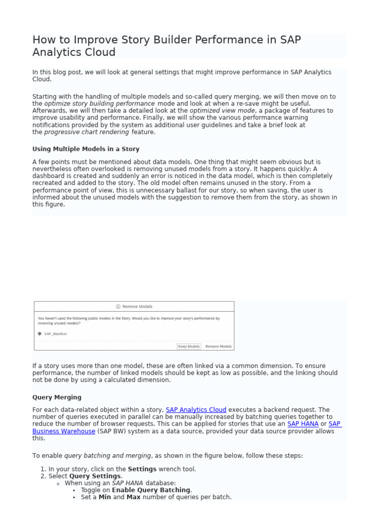 How To Improve Story Builder Performance in SAC | PDF
