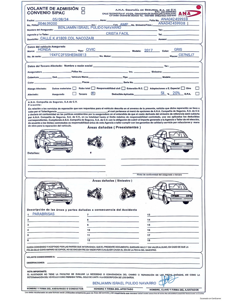 Solicitud de Arreglo de Auto | PDF