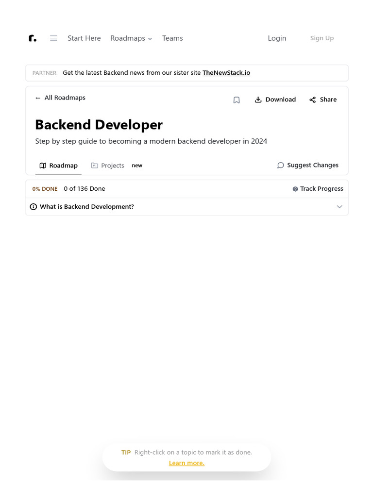 Backend Developer Roadmap - What Is Backend Development | PDF