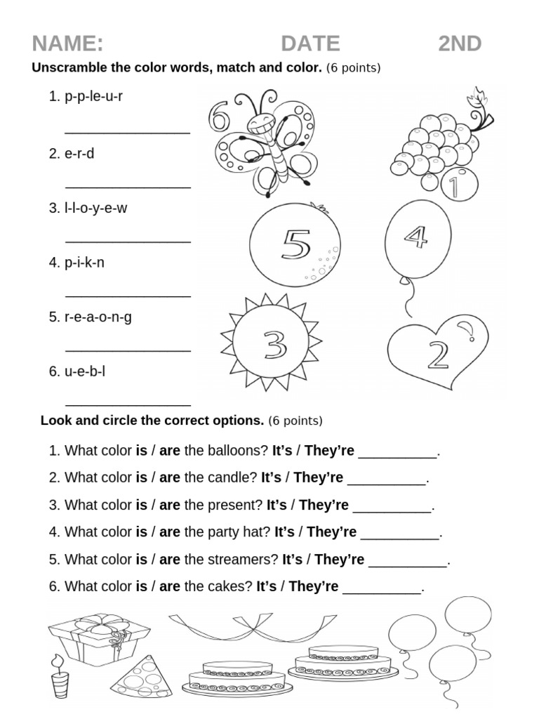 Unscramble The Color Words 2 | PDF | Teaching Methods & Materials