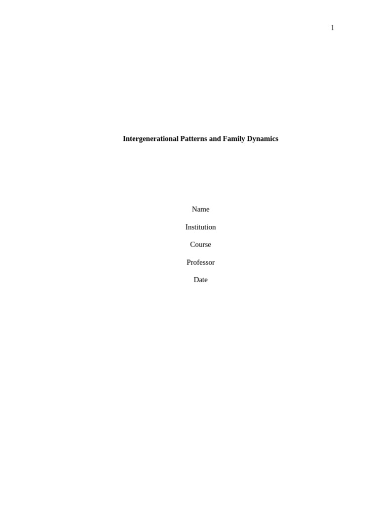 Intergenerational Patterns and Family Dynamics | PDF