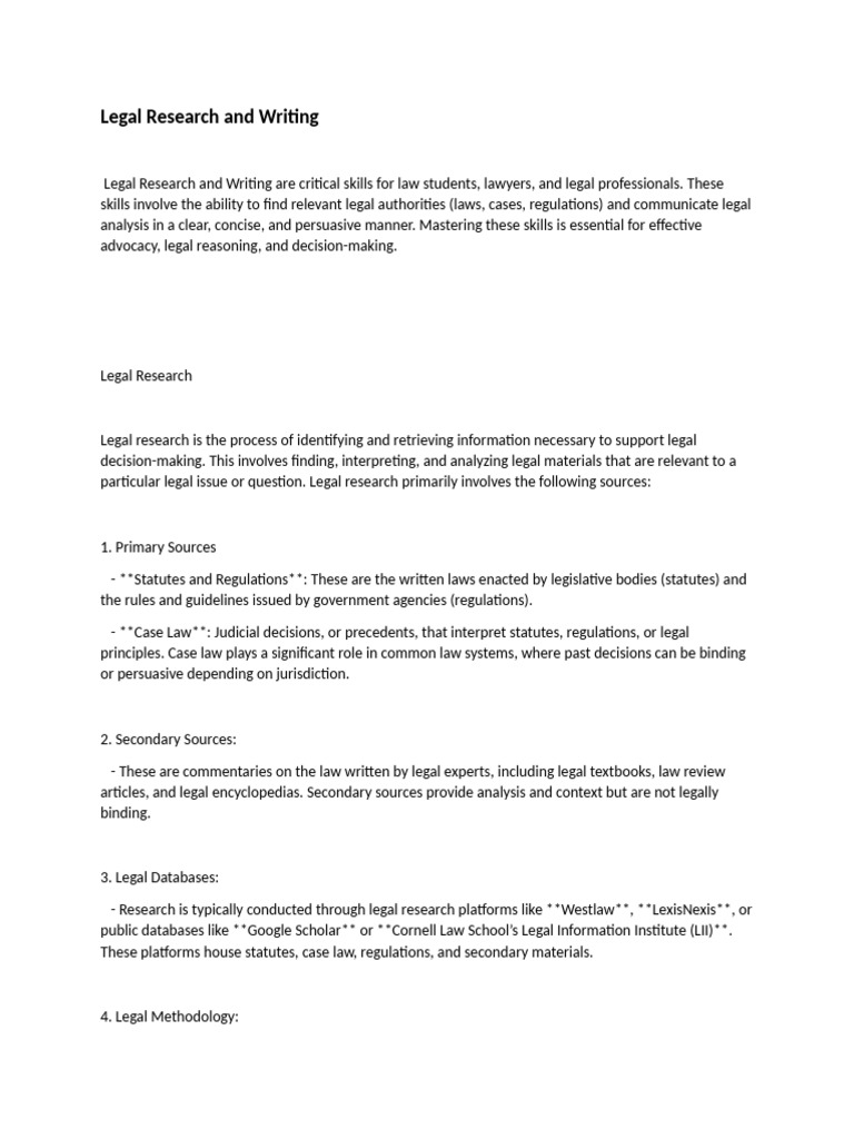 Legal Research and Writing | PDF