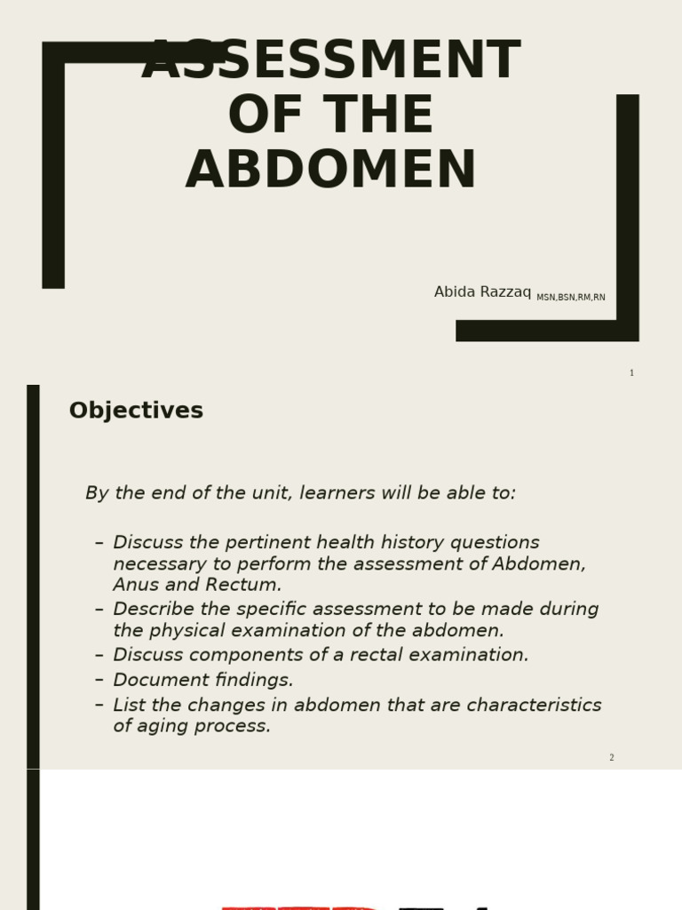 Unit 6 - ABDOMINAL ASSESSMENT 2021 | PDF