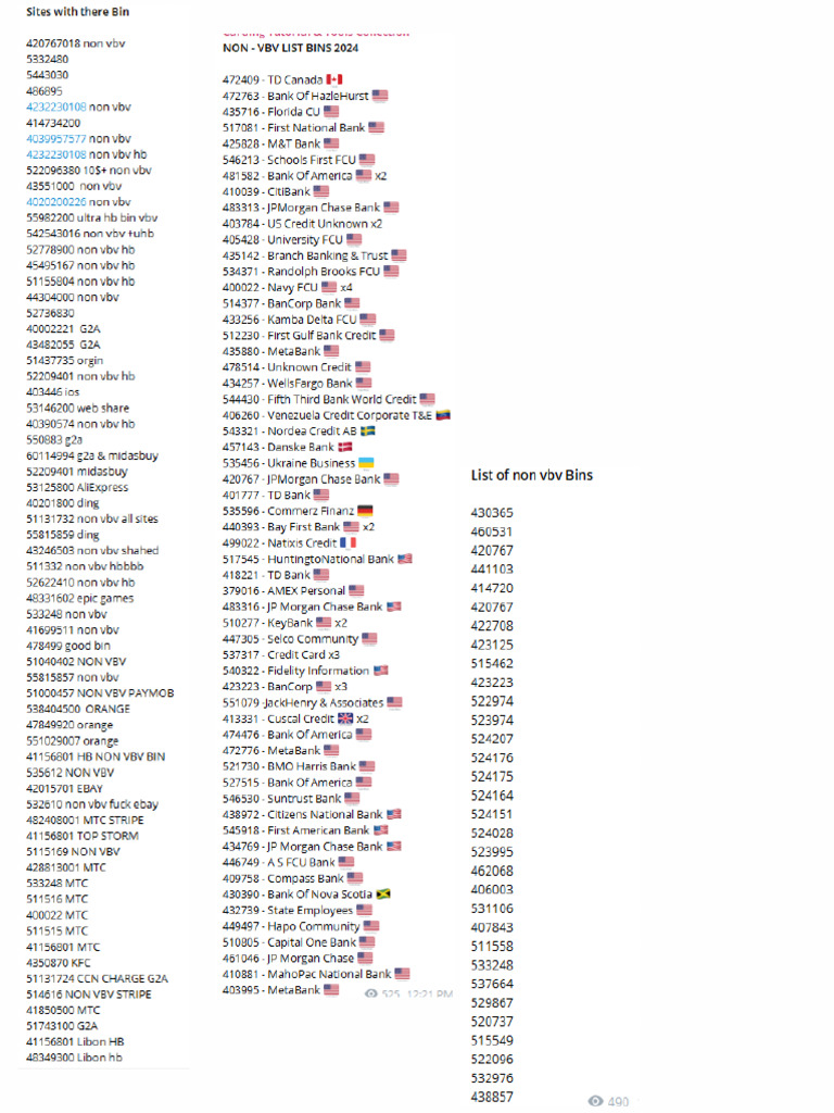 Bin List Nonvbv | PDF