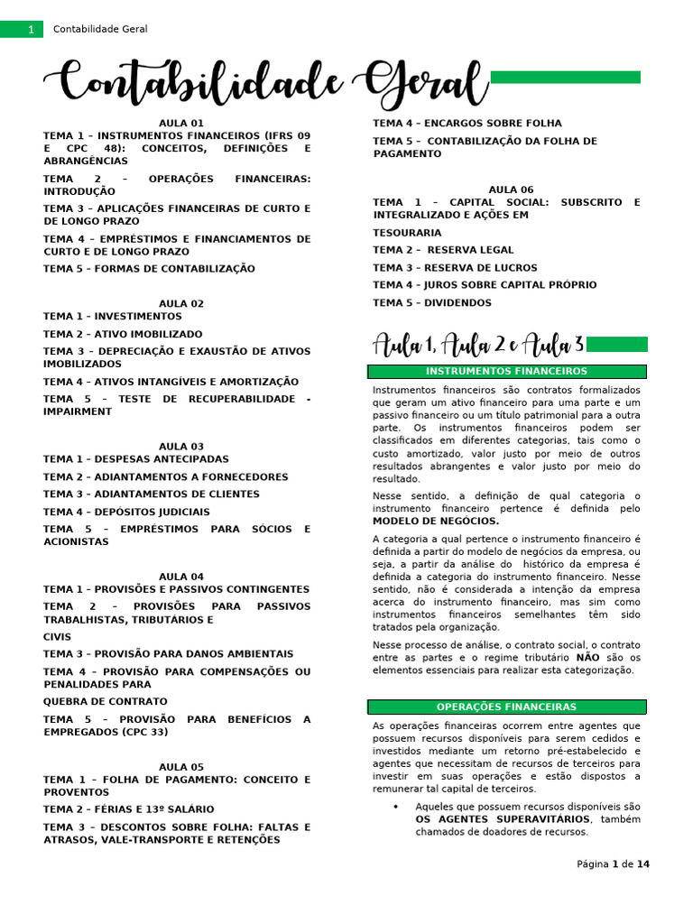 Resumo Contabilidade Geral | PDF