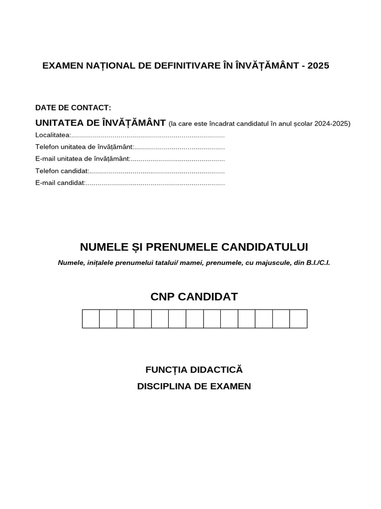 DEFINITIVAT-2023 Model Completare Coperta Dosar-2 | PDF