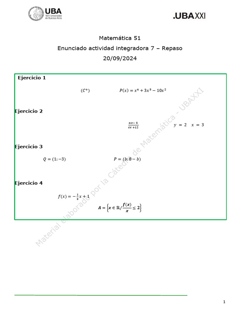 Enunciado Actividad Integradora 7 2C 2024 - 51 | PDF