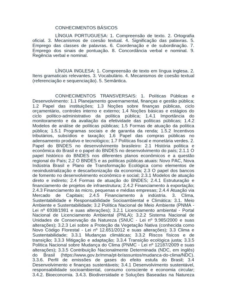 Conhecimentos Básicos e Transversais Bndes | PDF