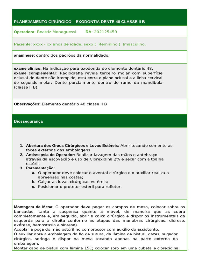 Exodontia do Dente 48: Planejamento Cirúrgico | PDF | Dente humano ...