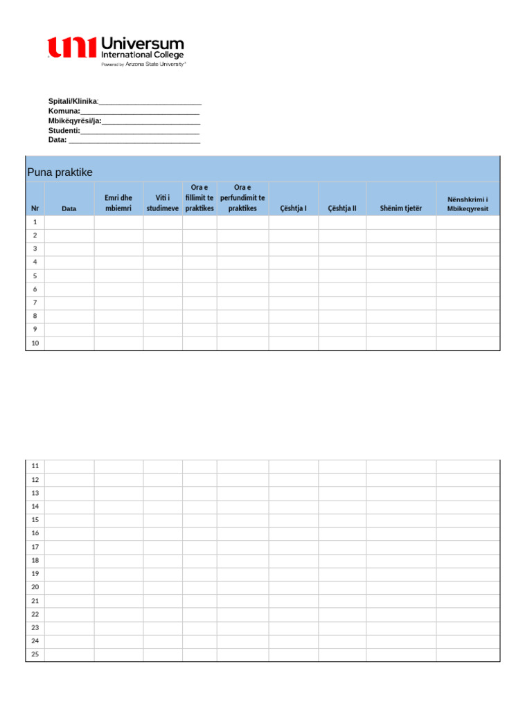 Formulari 3. Evidentimi I Oreve Te Realizuara | PDF