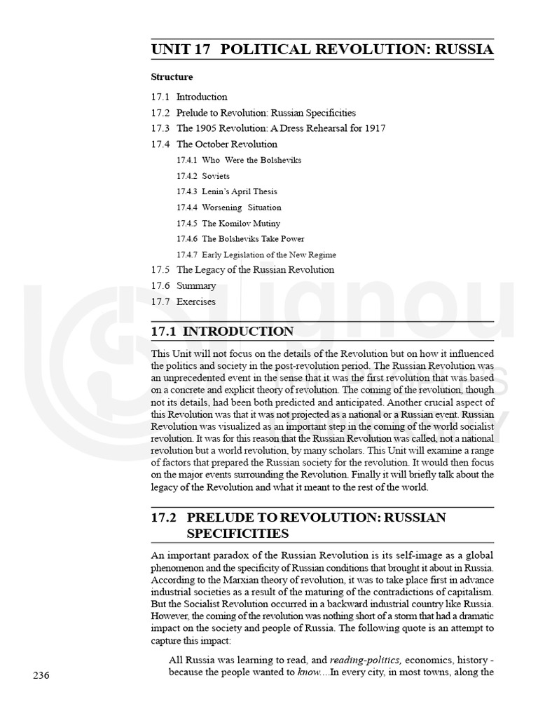 Unit 17 | PDF | Vladimir Lenin | Bolsheviks