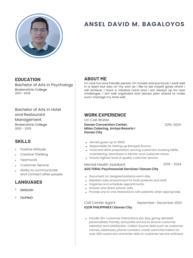 Bagaloyos, Ansel David - Resume | PDF