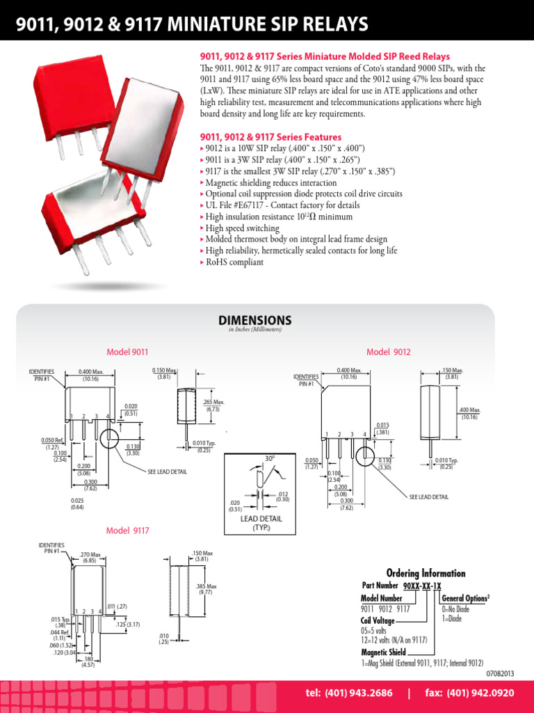 9011 Series Reed Relay Datasheet | PDF