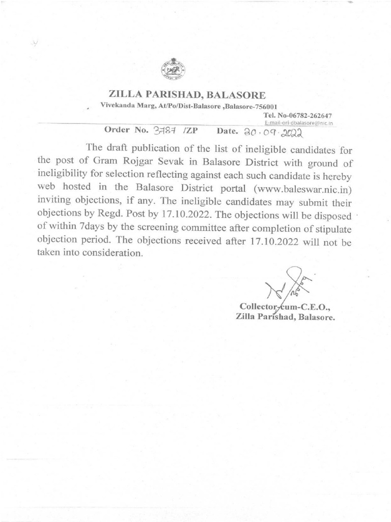 Office of The Zilla Parishad Baleswar | PDF