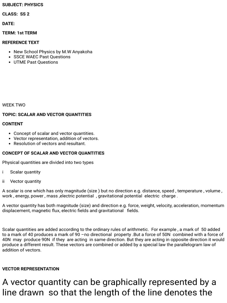 Scalar and Vector Quantities | PDF | Euclidean Vector | Force
