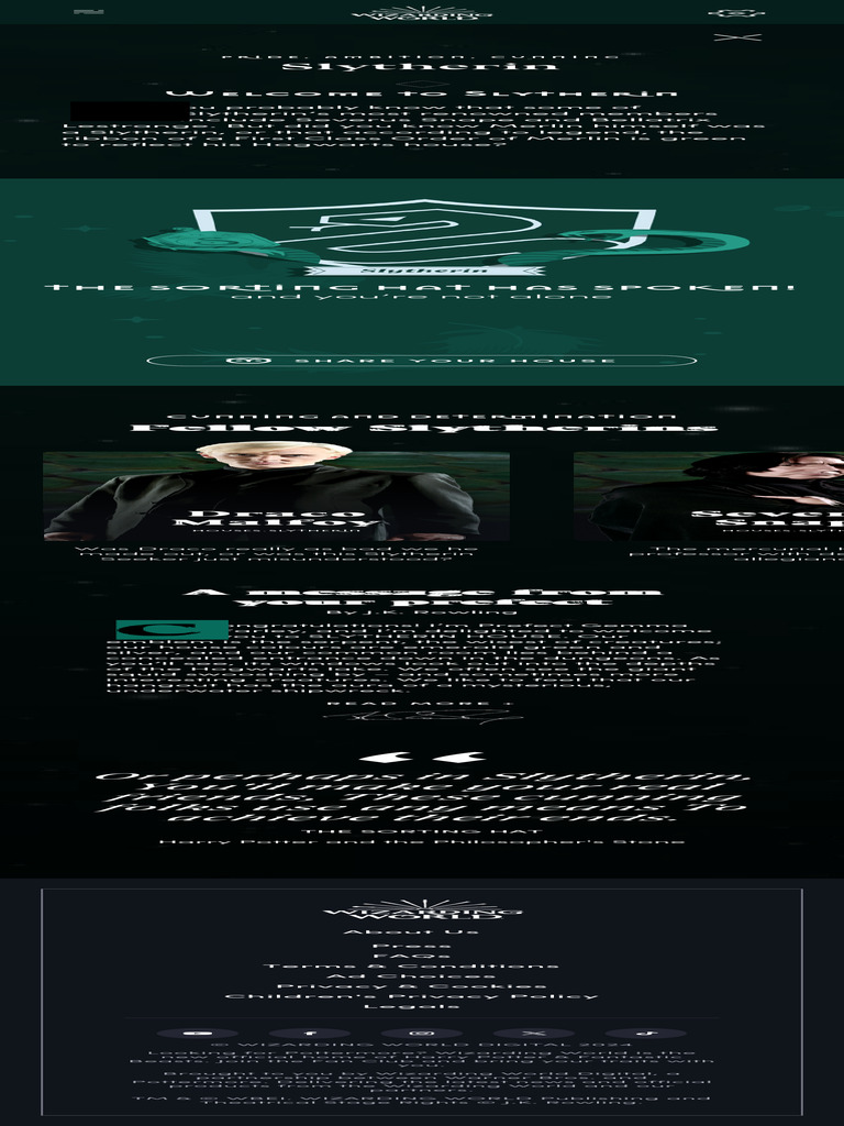 Wizarding World - Profile - Slytherin | PDF