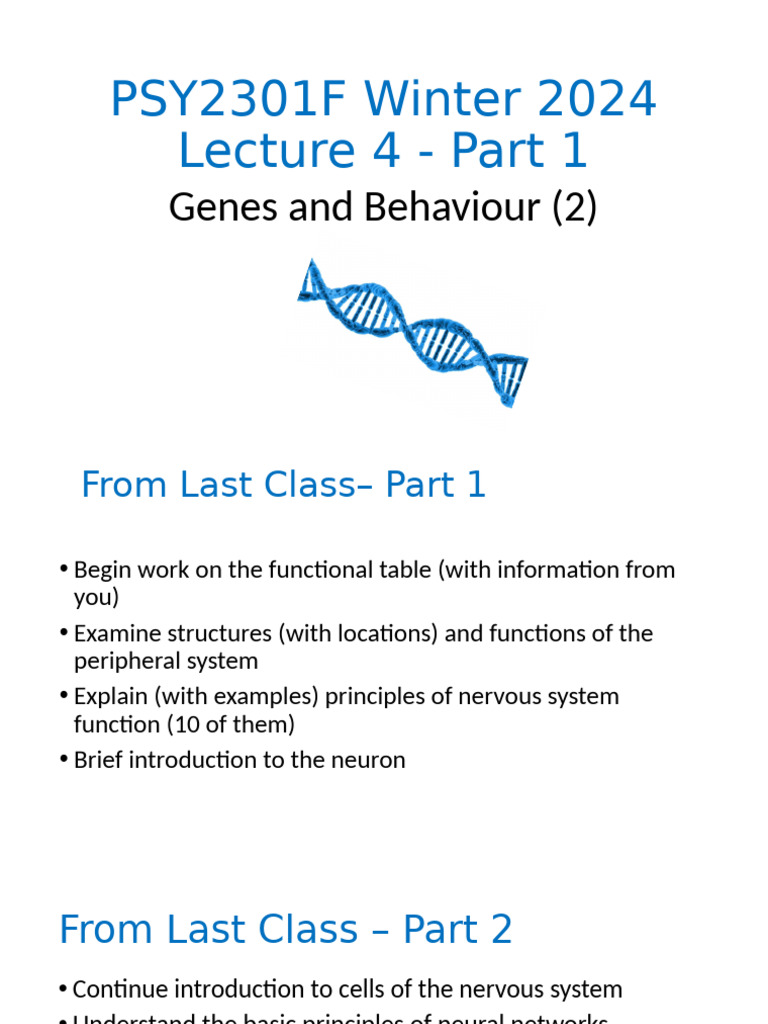 LECTURE 4 Part 1 GENES & BEHAVIOUR | PDF