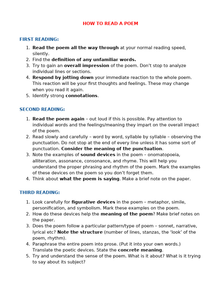 How To Read and Annotate A Poem | PDF