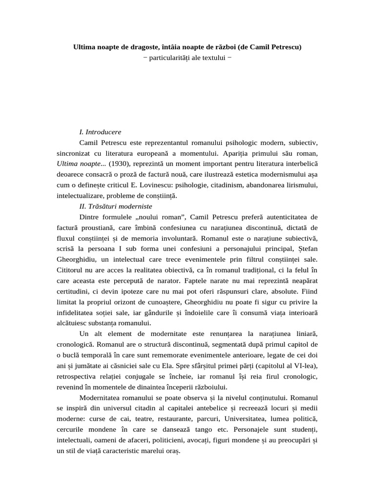 Ultima Noapte Comentariu | PDF
