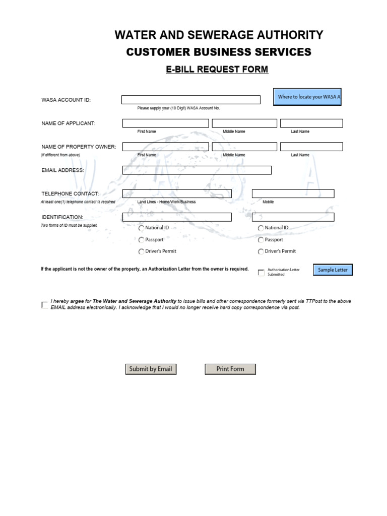 Ebill Application Form | PDF