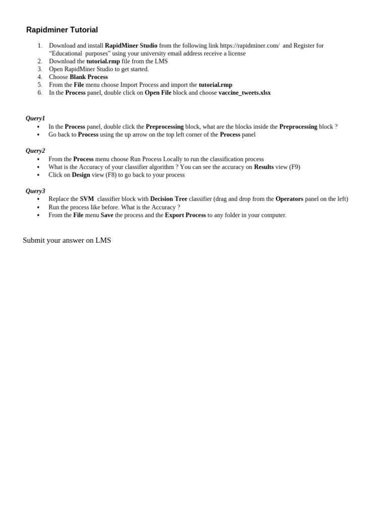 Rapidminer Tutorial | PDF
