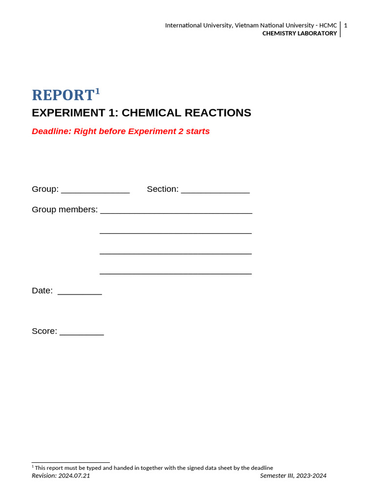 Report - Expt. 1-Chemical Reactions | PDF