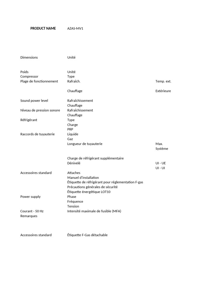 Product Technical Details AZAS MV1 | PDF
