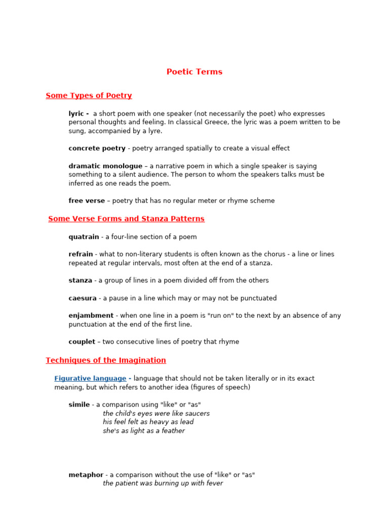 Poetic Terms | PDF