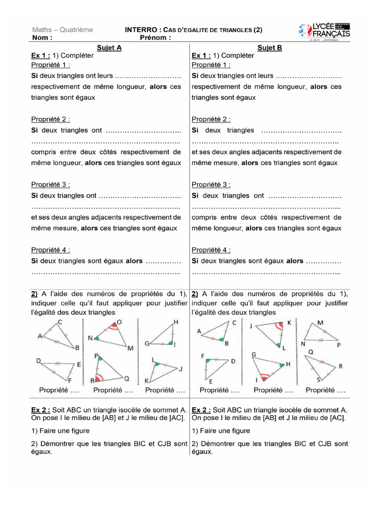 4e - IE Egalite-Triangles 2 | PDF