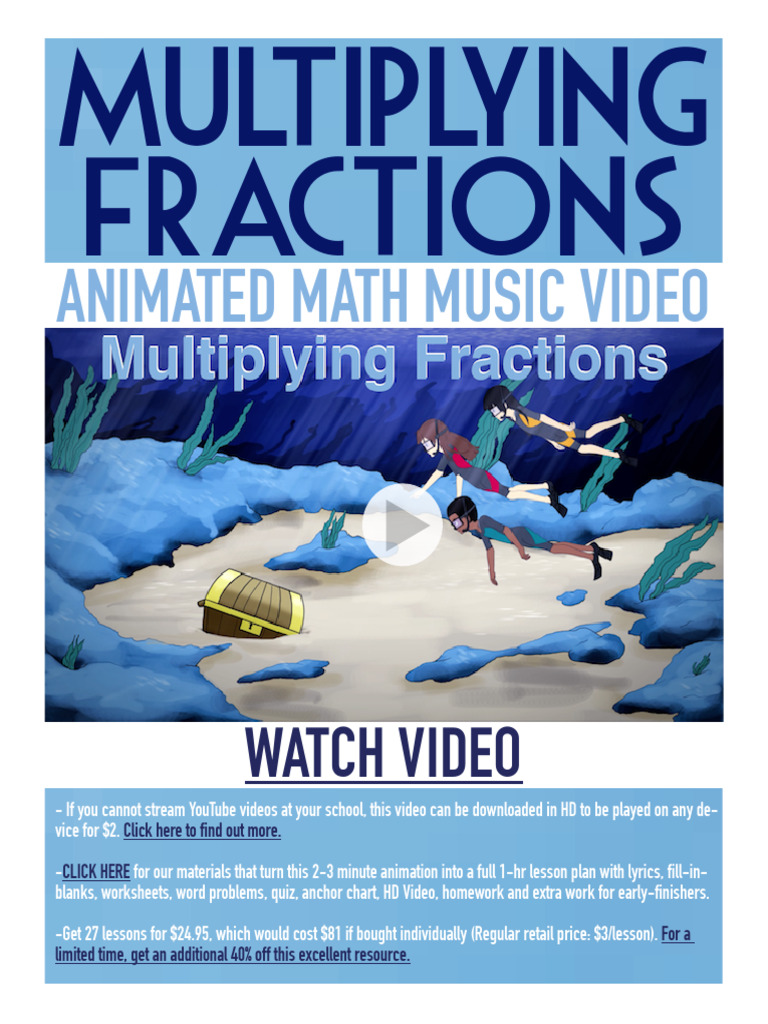 Animated Math Music Video: Multiplying Fractions | PDF