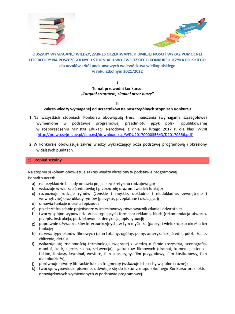 WKJP Polski Konkurs Wymagania 2021 2022 zm-13-08-2021 | PDF