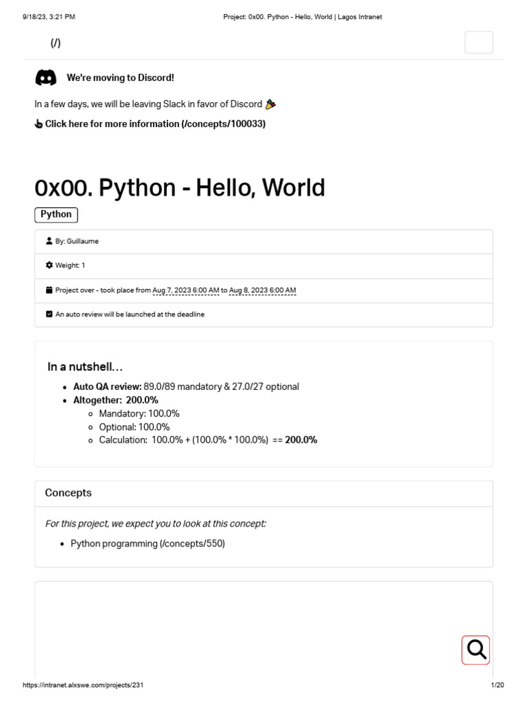 Project - 0x00. Python - Hello, World - Lagos Intranet | PDF