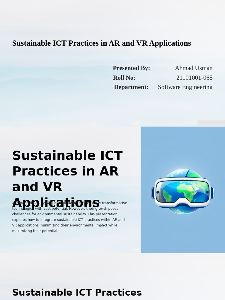 Sustainable ICT Practices in AR and VR Applications | PDF