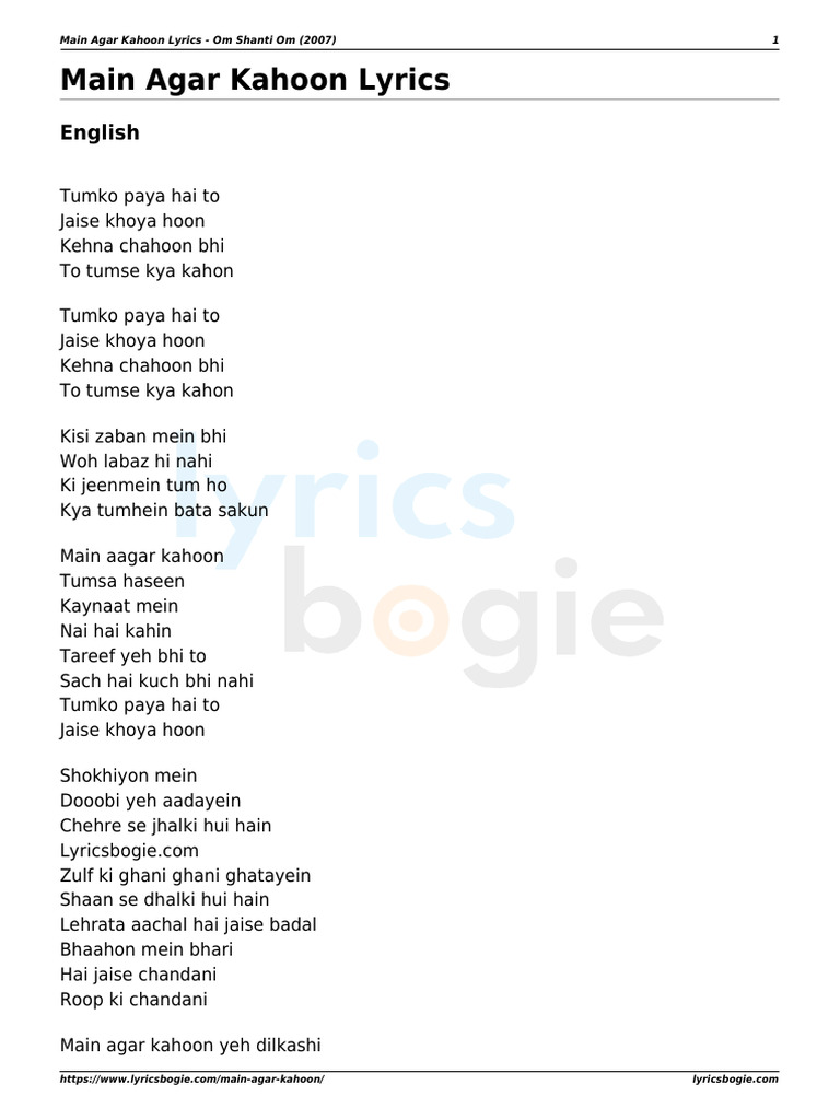 Main Agar Kahoon | PDF