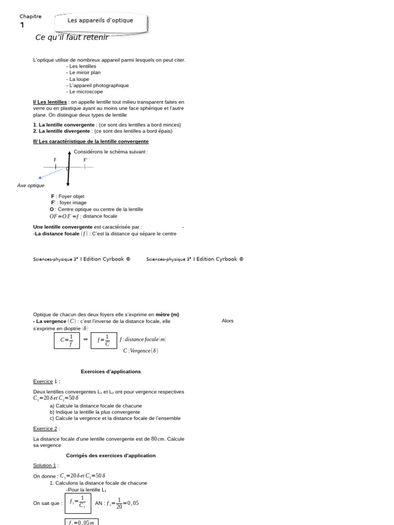 Fascicule PC 3eme | PDF | Lens | Méthodes et références pédagogiques