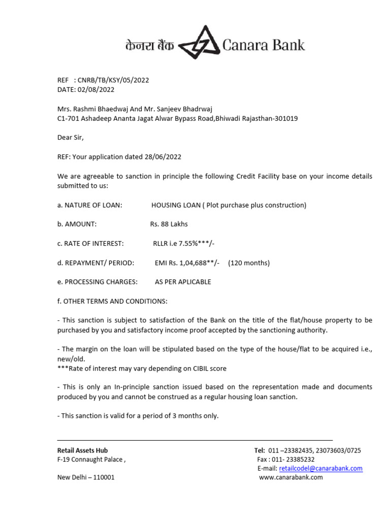 Sanction Letter | PDF