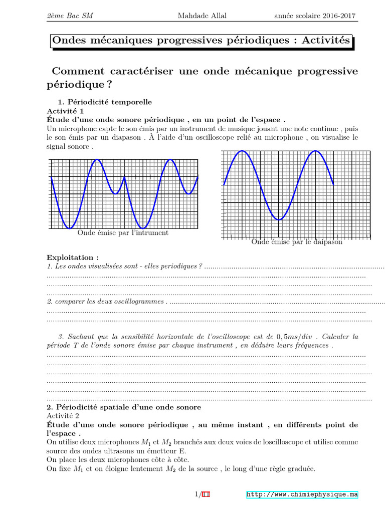 Exercices 3 Onde Mecanique Progressive Periodique (Mahdade Allal) SM | PDF