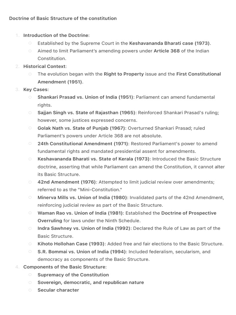 Doctrine of Basic Structure of The Constitution | PDF