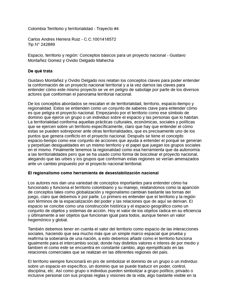 Espacio, Territorio y Región. | PDF | Colombia | Nación