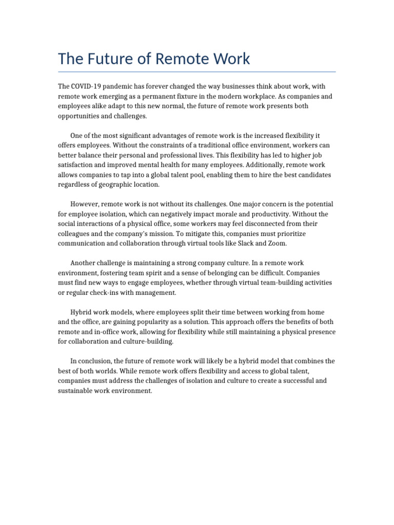 The Future of Remote Work | PDF
