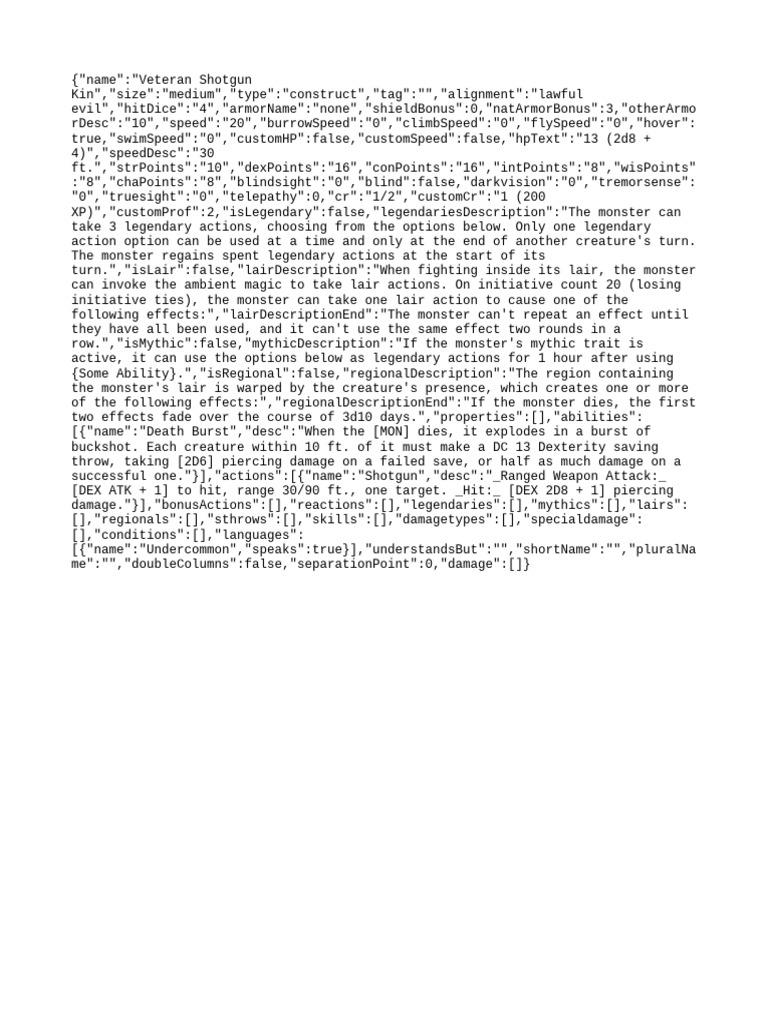 Veteran Shotgun Kin Stat Block | PDF