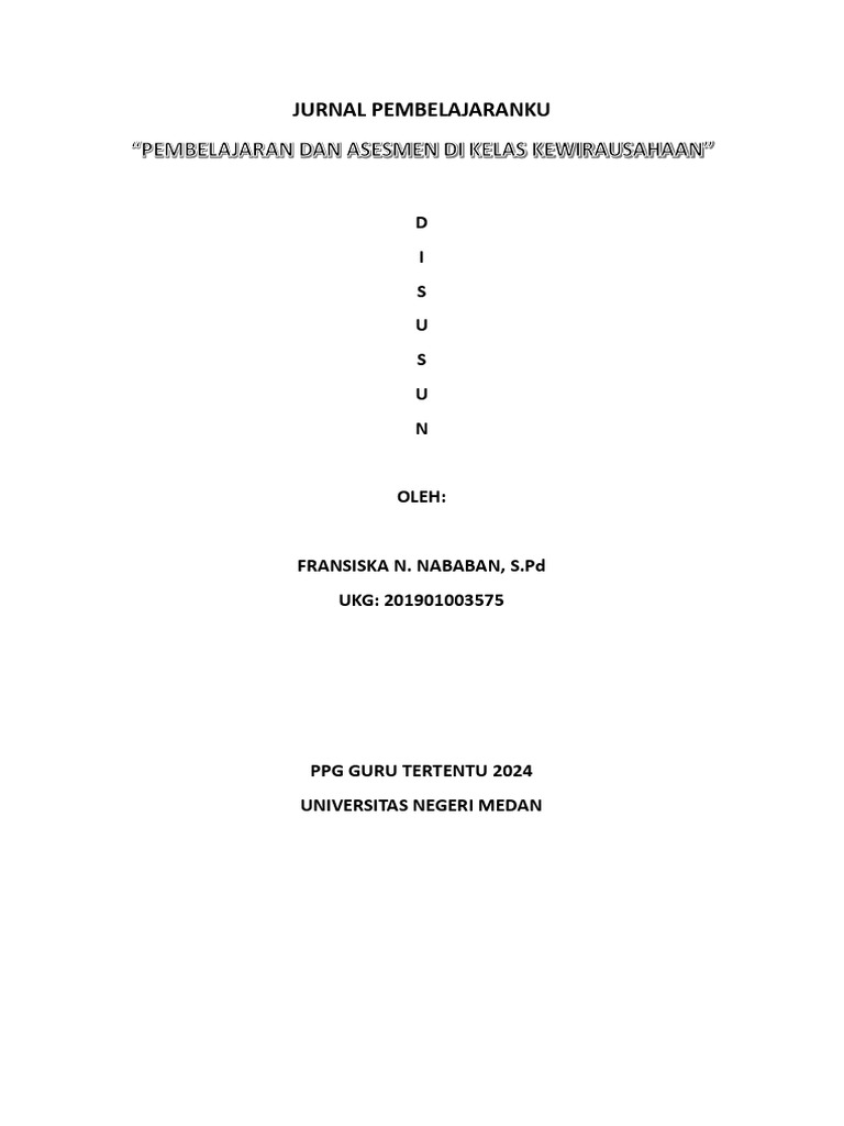 JURNAL PEMBELAJARAN Pembelajaran Dan Asesmen Kelas Kewirausahaan | PDF