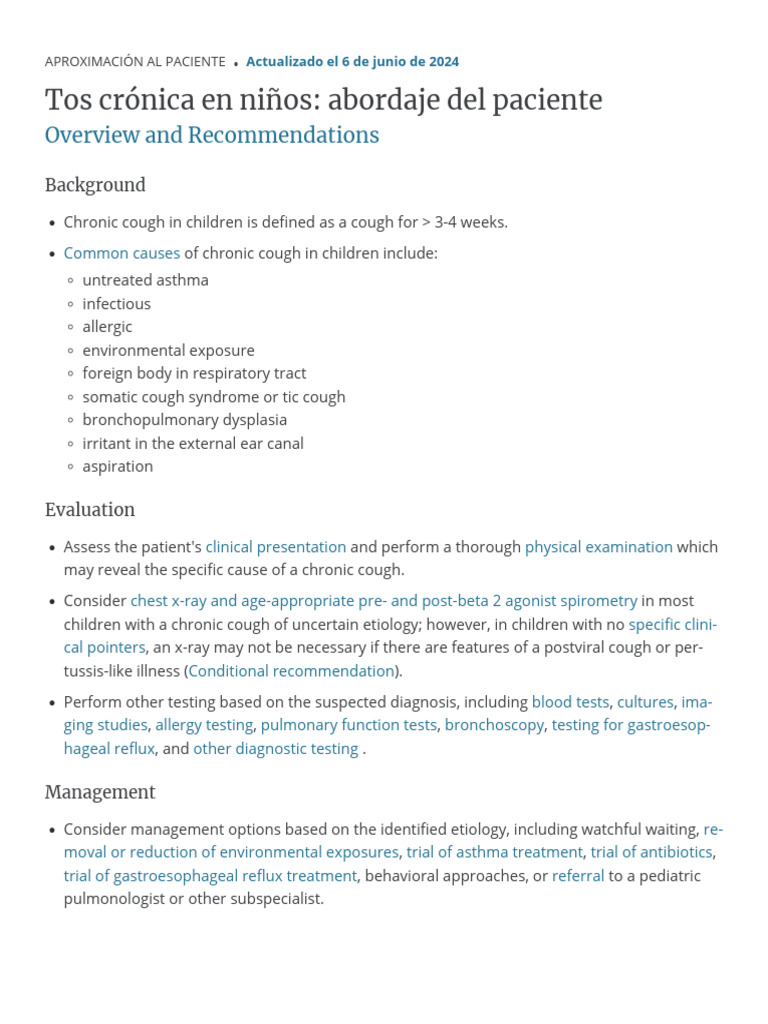 Chronic Cough in Children - Approach To The Patient - DynaMed | PDF