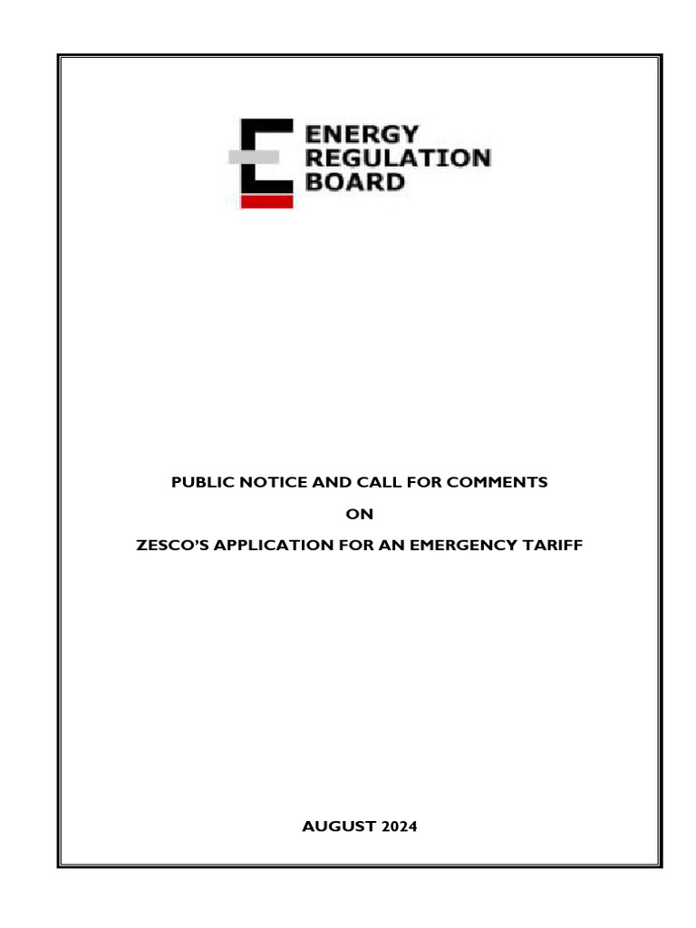ZESCO Emergency Tariff Proposal 2024 | PDF | Tariff | Consumption ...