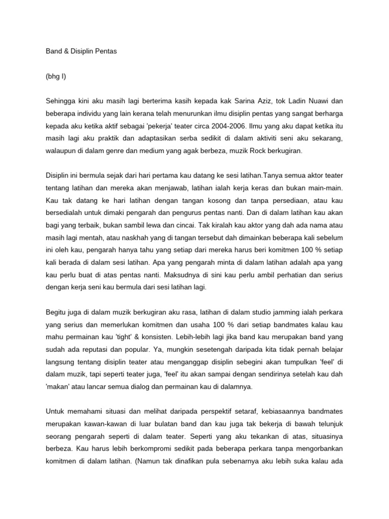 Band & Disiplin Pentas | PDF