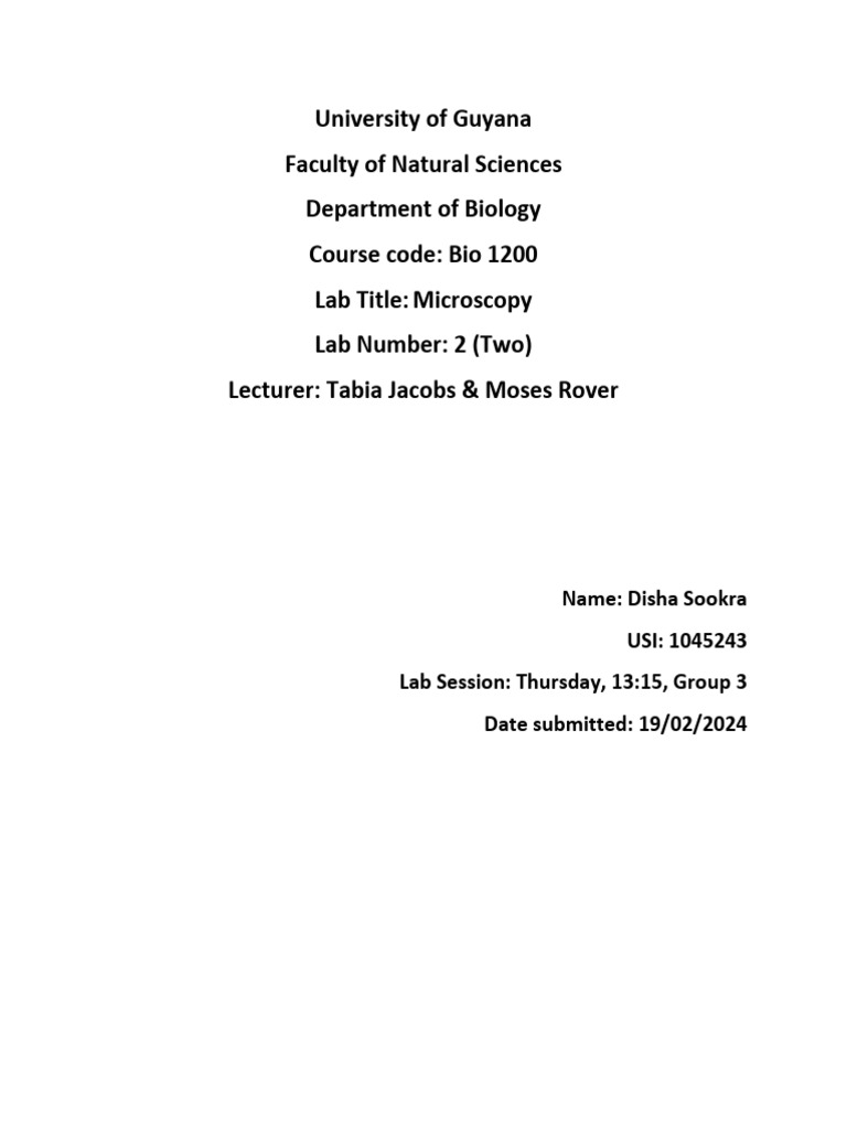 BIO1200 Lab 2 | PDF
