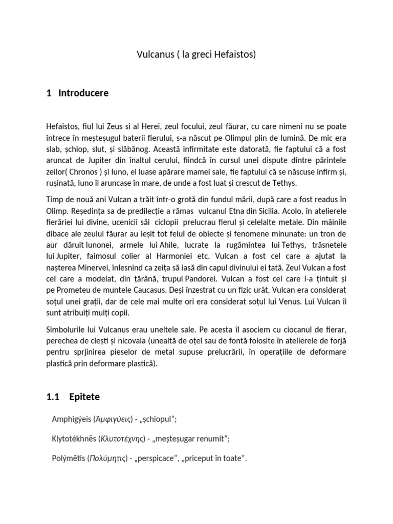 Vulcanus. Proiect Final | PDF