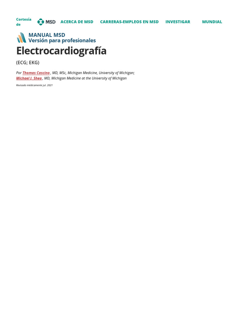 Electrocardiografía - Trastornos Cardiovasculares - Manual MSD Versión para Profesionales | PDF