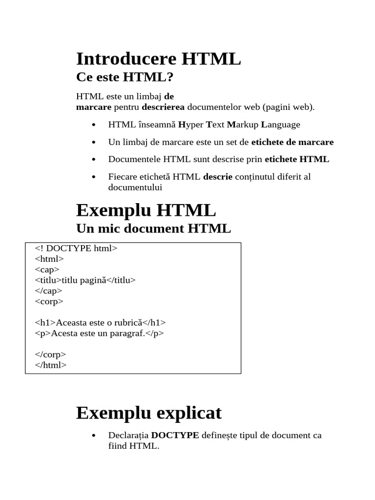 Introducere HTML Ce Este HTML | PDF