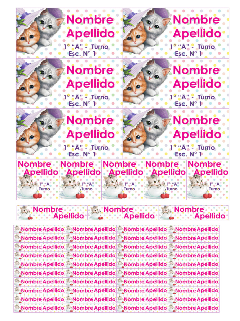 Etiquetas Gatitos | PDF